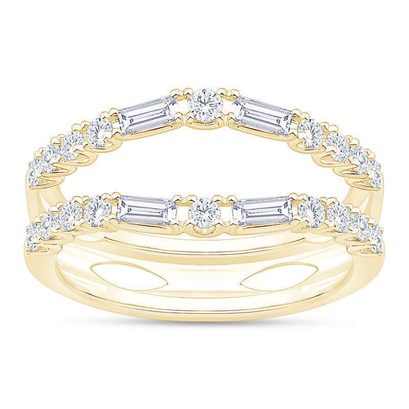Round and Baguette Diamond Ring Guard, 14K Yellow Gold
