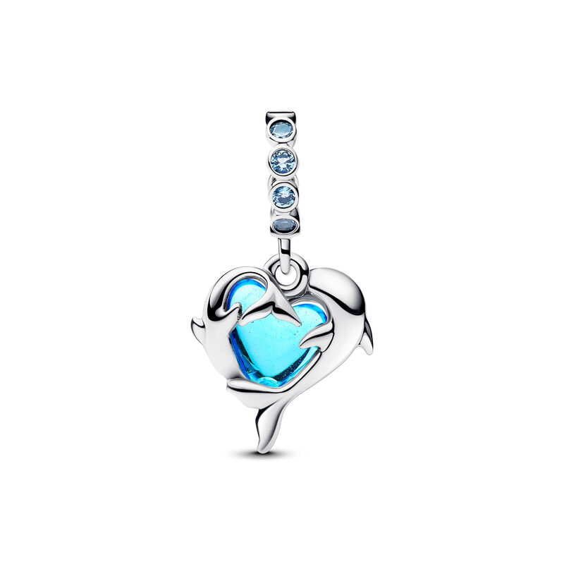 Pandora Blue Murano Glass Dolphins Dangle Charm
