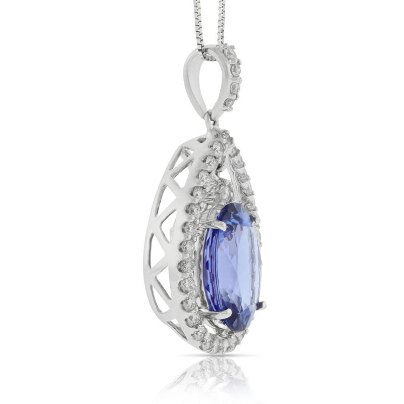 Tanzanite & Diamond Dangle Pendant 14K