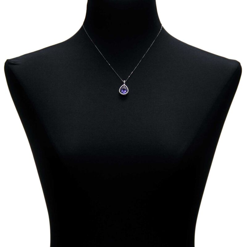 Tanzanite & Diamond Dangle Pendant 14K