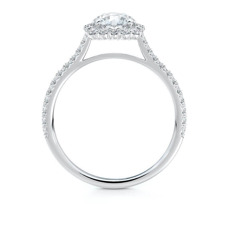 De Beers Forevermark Round Diamond Cushion Halo Engagement Ring 18K