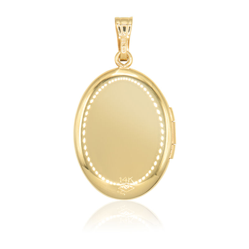 Hand Engraved Oval Locket, 14K Yellow Gold