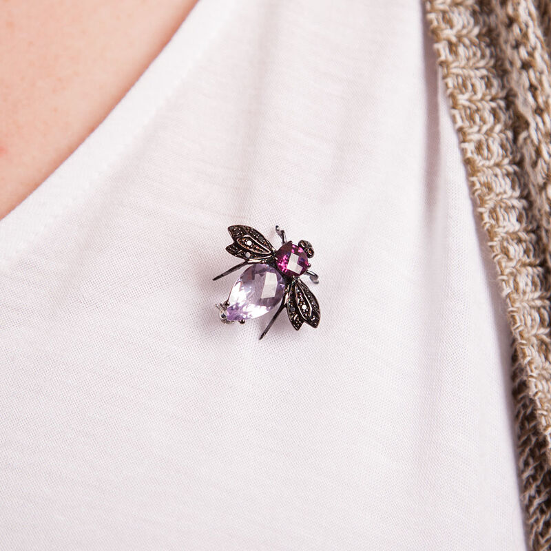 Bee Gemstone Pin 14K
