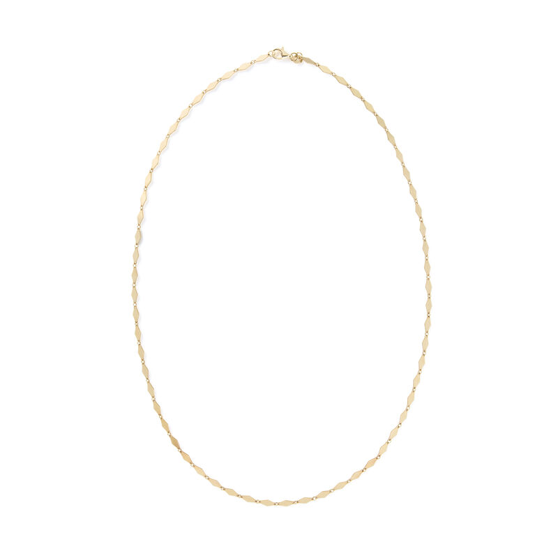 18-Inch Mirror Diamond Shaped Link Necklace, 14K Yellow Gold