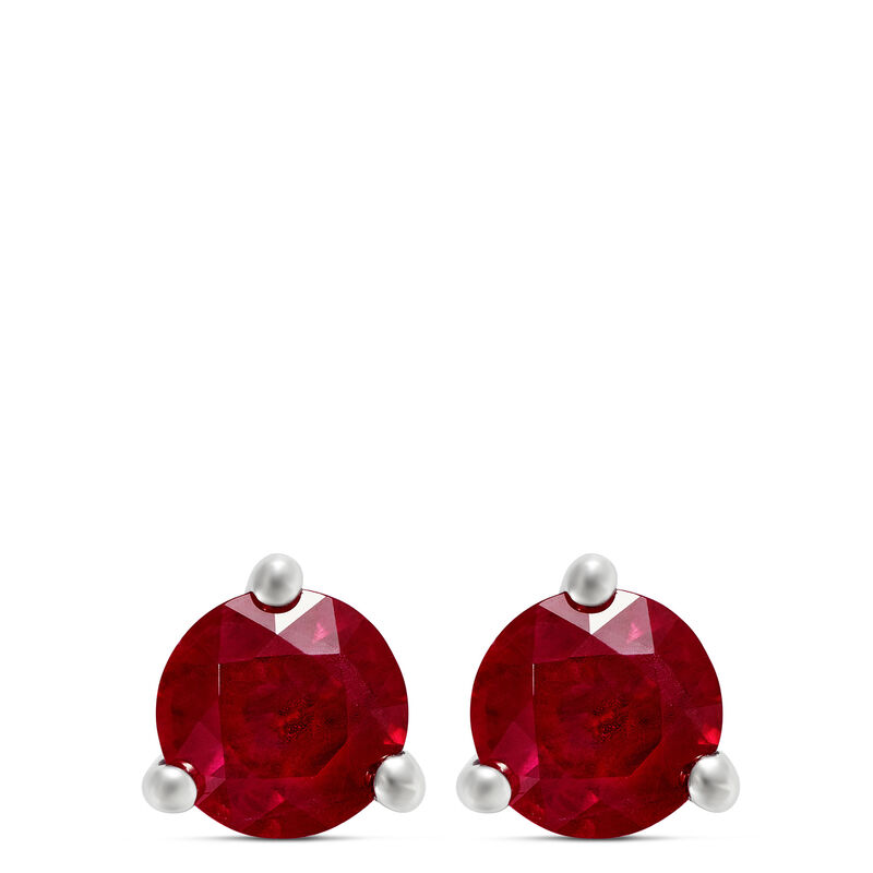 Ruby Martini Studs, 14K White Gold