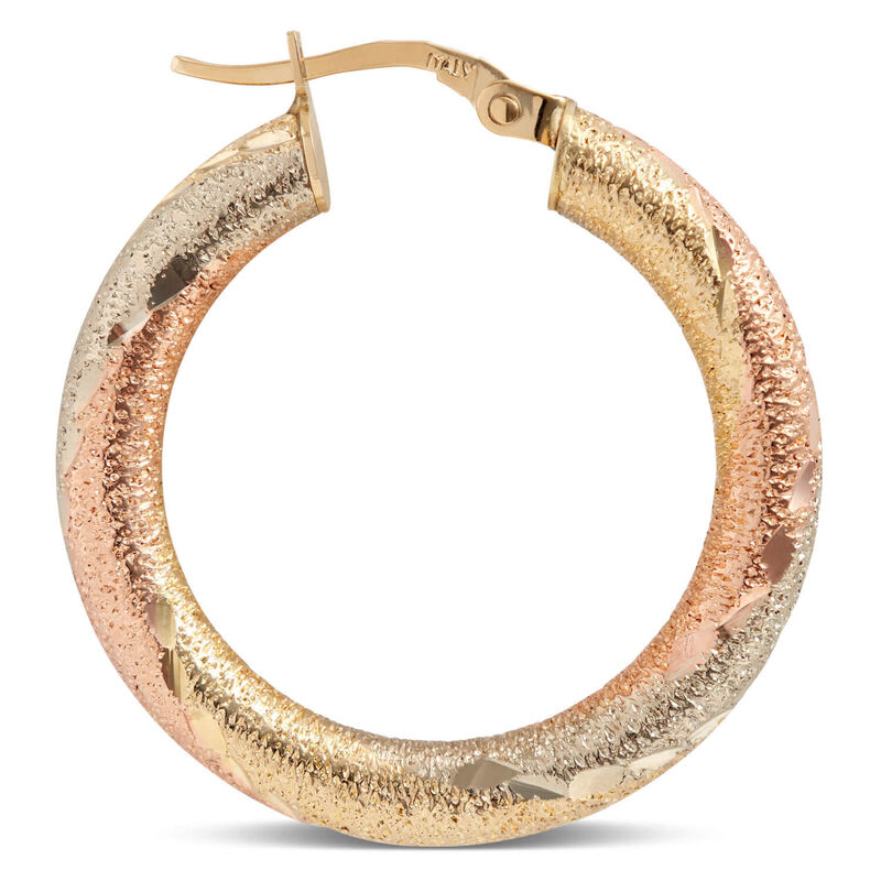 Toscano 20MM Tri-Color Hoops, 14K Gold