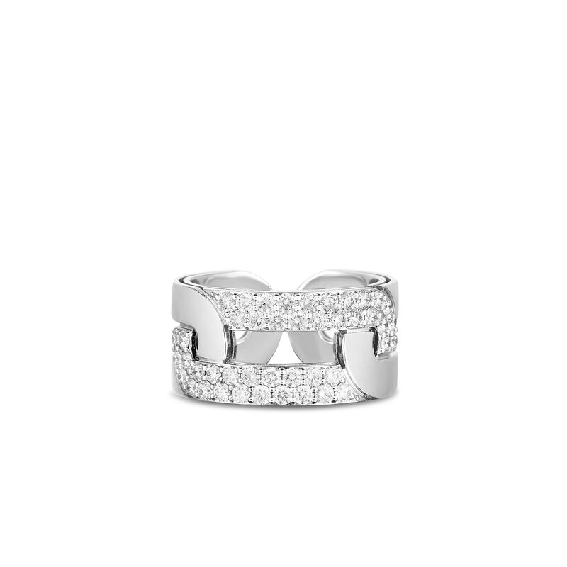 Roberto Coin 18k White Gold Navarra Diamond Link Wide Ring