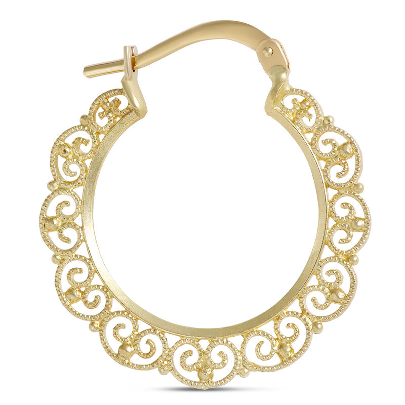 Filigree Hoops, 14K Yellow Gold