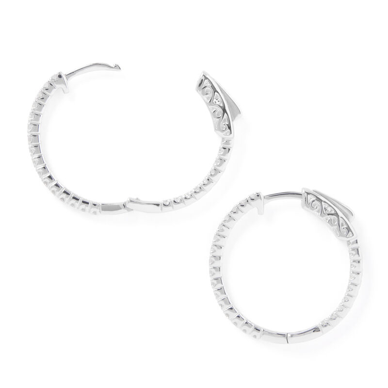 Diamond Inside Out Hoops in 14K White Gold