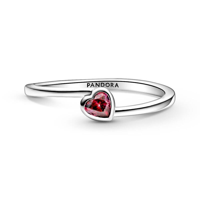 Pandora Red Tilted Heart Solitaire CZ Ring