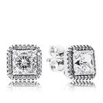 Pandora Square Sparkle Halo CZ Stud Earrings - 290591CZ | Ben Bridge ...