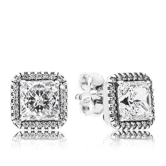Pandora Square Sparkle Halo CZ Stud Earrings - 290591CZ | Ben Bridge ...