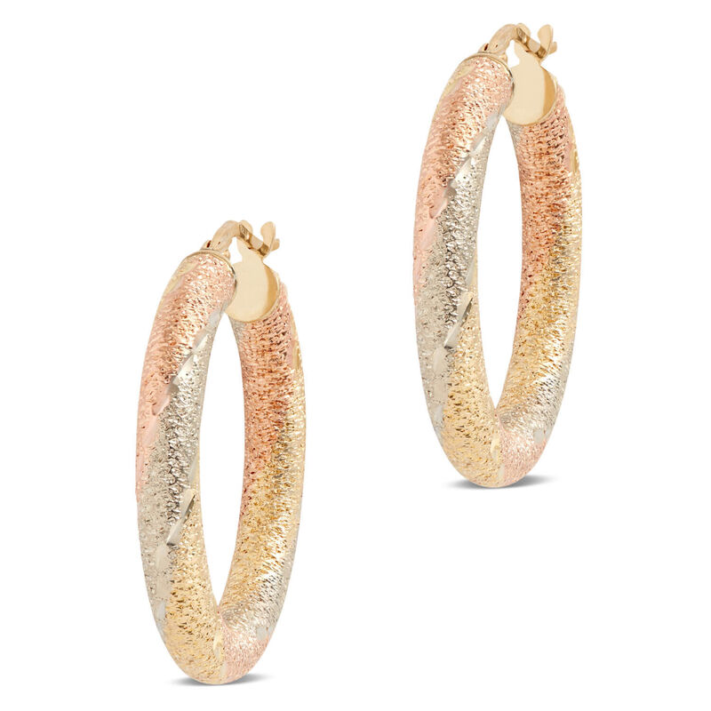 Toscano 20MM Tri-Color Hoops, 14K Gold