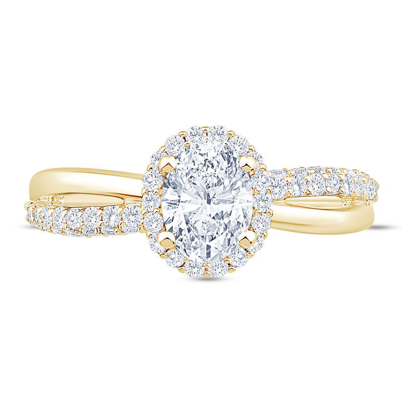 Split-Shank Oval Diamond Engagement Ring, 14k Yellow Gold