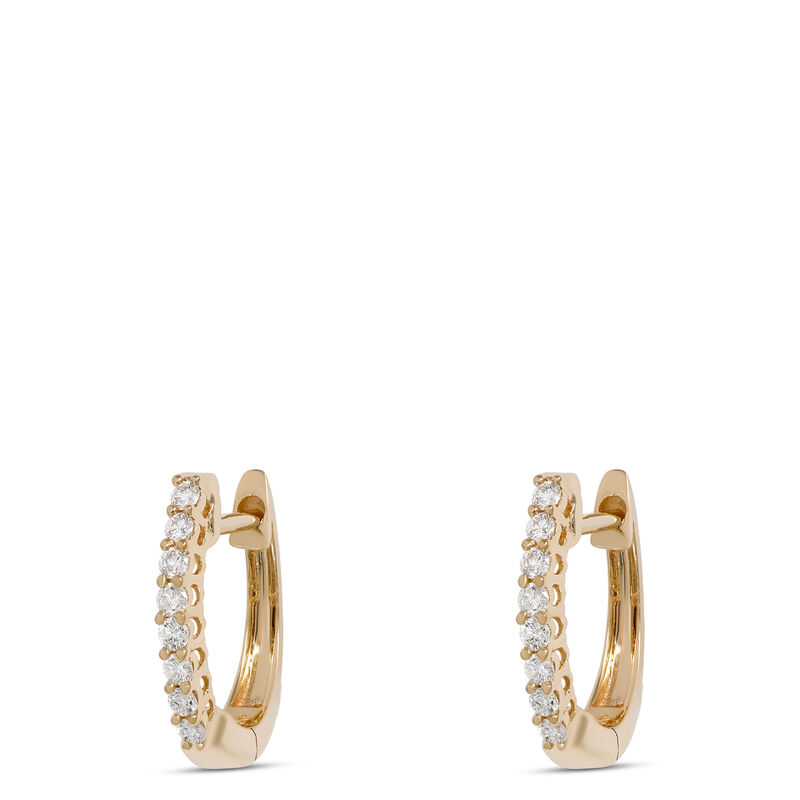 Oval Prong Diamond Hoop Earrings, 1K Yellow Gold