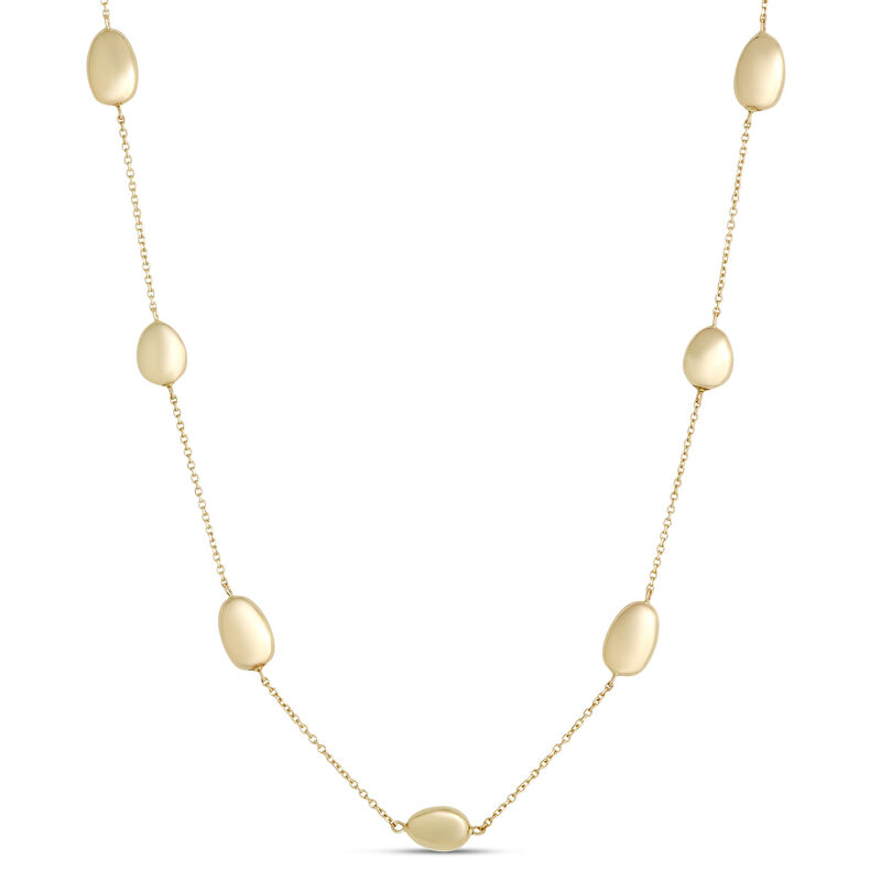Toscano 18-Inch Bead Station Chain, 14K Yellow Gold