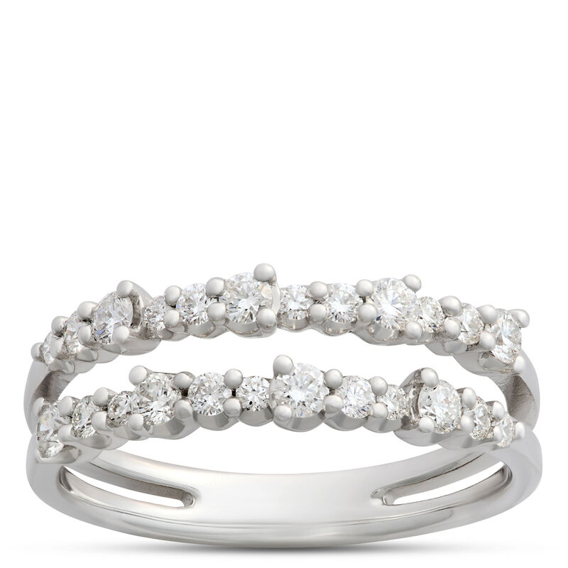 Two Row Diamond Ring, 14K White Gold