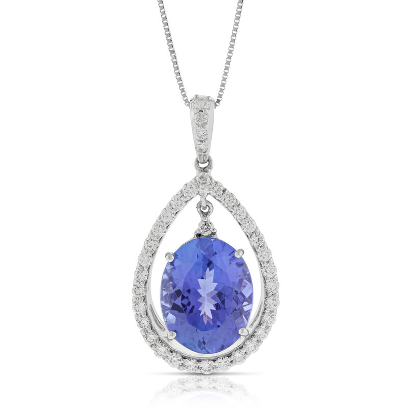 Tanzanite & Diamond Dangle Pendant 14K
