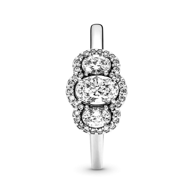 Pandora Clear Three-Stone CZ Vintage Ring