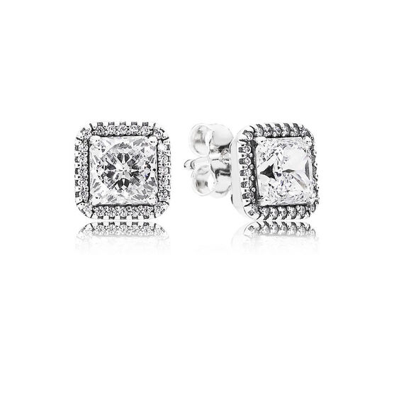 Pandora Square Sparkle Halo CZ Stud Earrings - 290591CZ | Ben Bridge ...