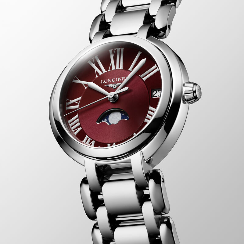 Longines PrimaLuna Red Dial Watch, 30.5mm