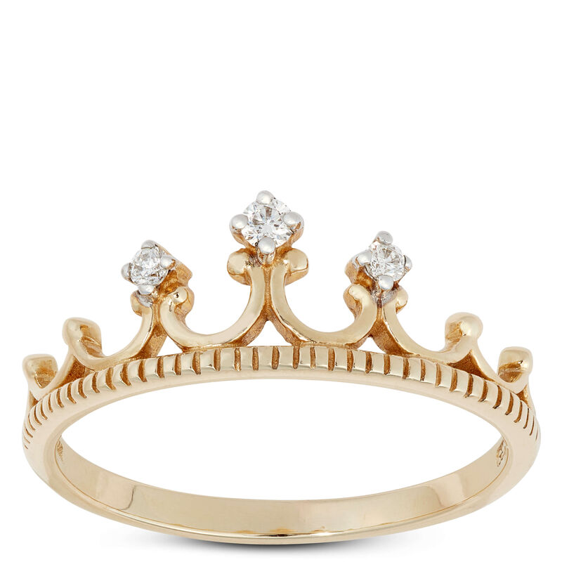 Gold Crown Ring With Diamonds