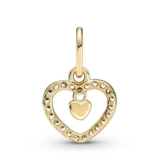 Pandora Sparkling Double Heart CZ Dangle Charm 14K - 759142C01 | Ben Bridge Jeweler