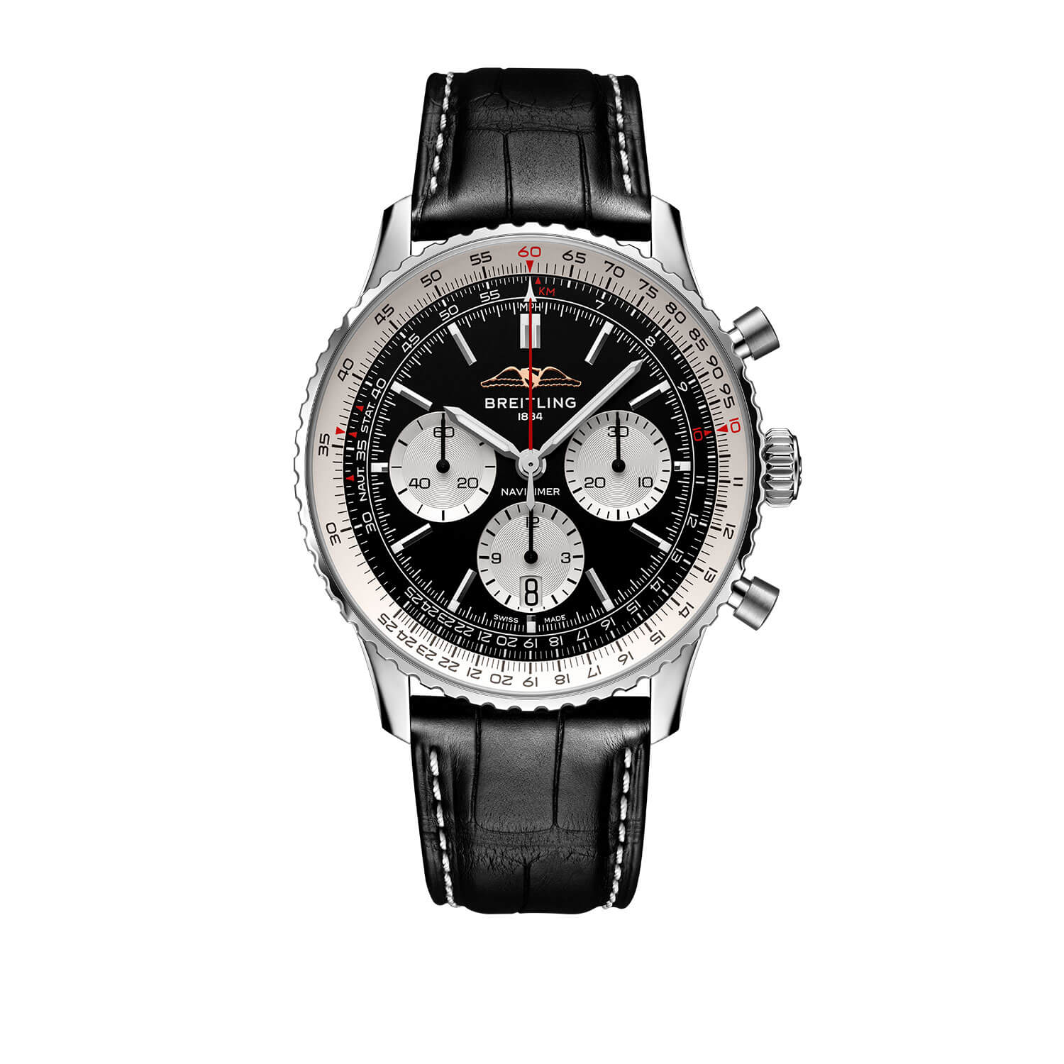 Breitling Navitimer B01 Chronograph Watch Steel Case Black Dial Black ...