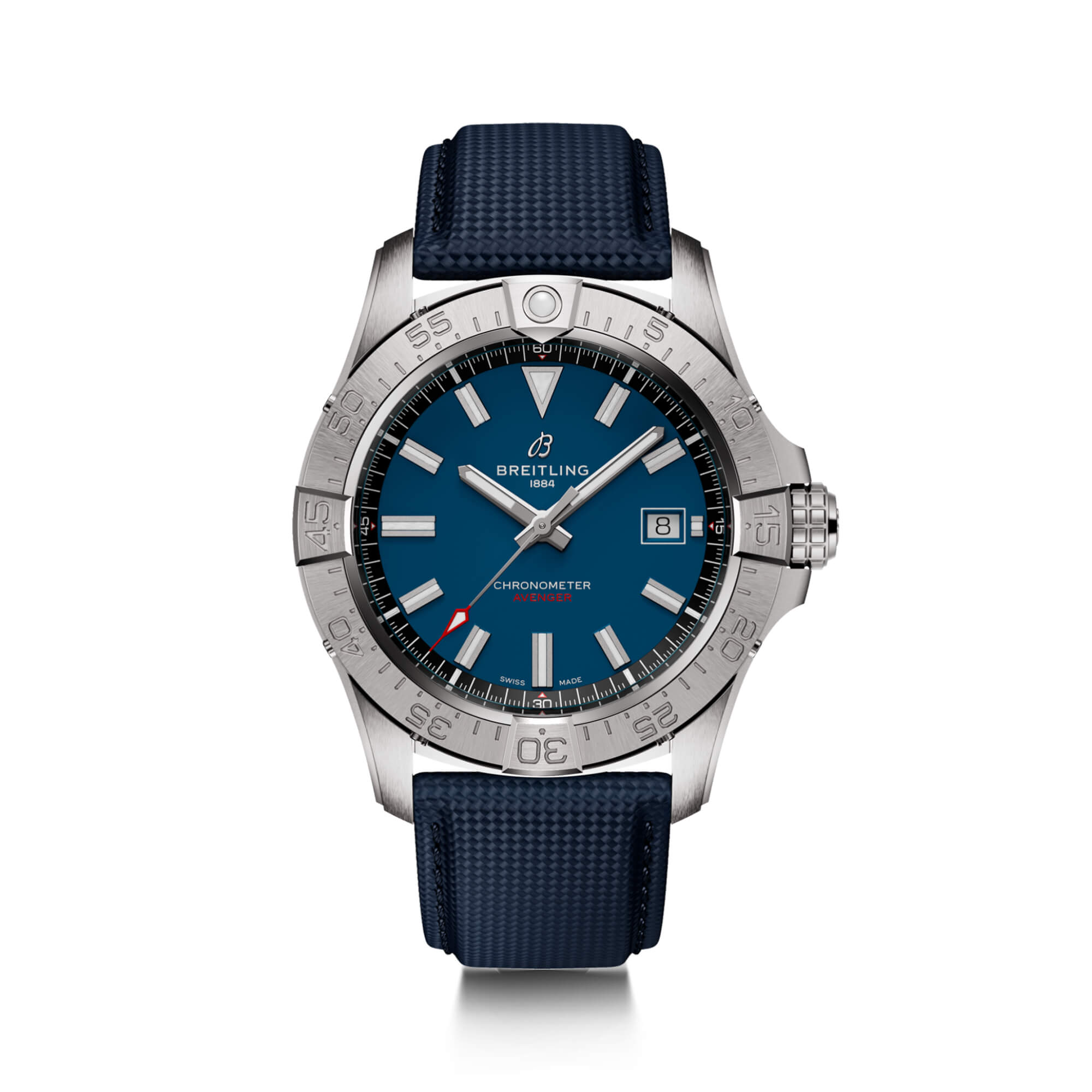 Breitling Avenger Automatic Watch Blue Dial Blue Leather Strap, 42mm ...