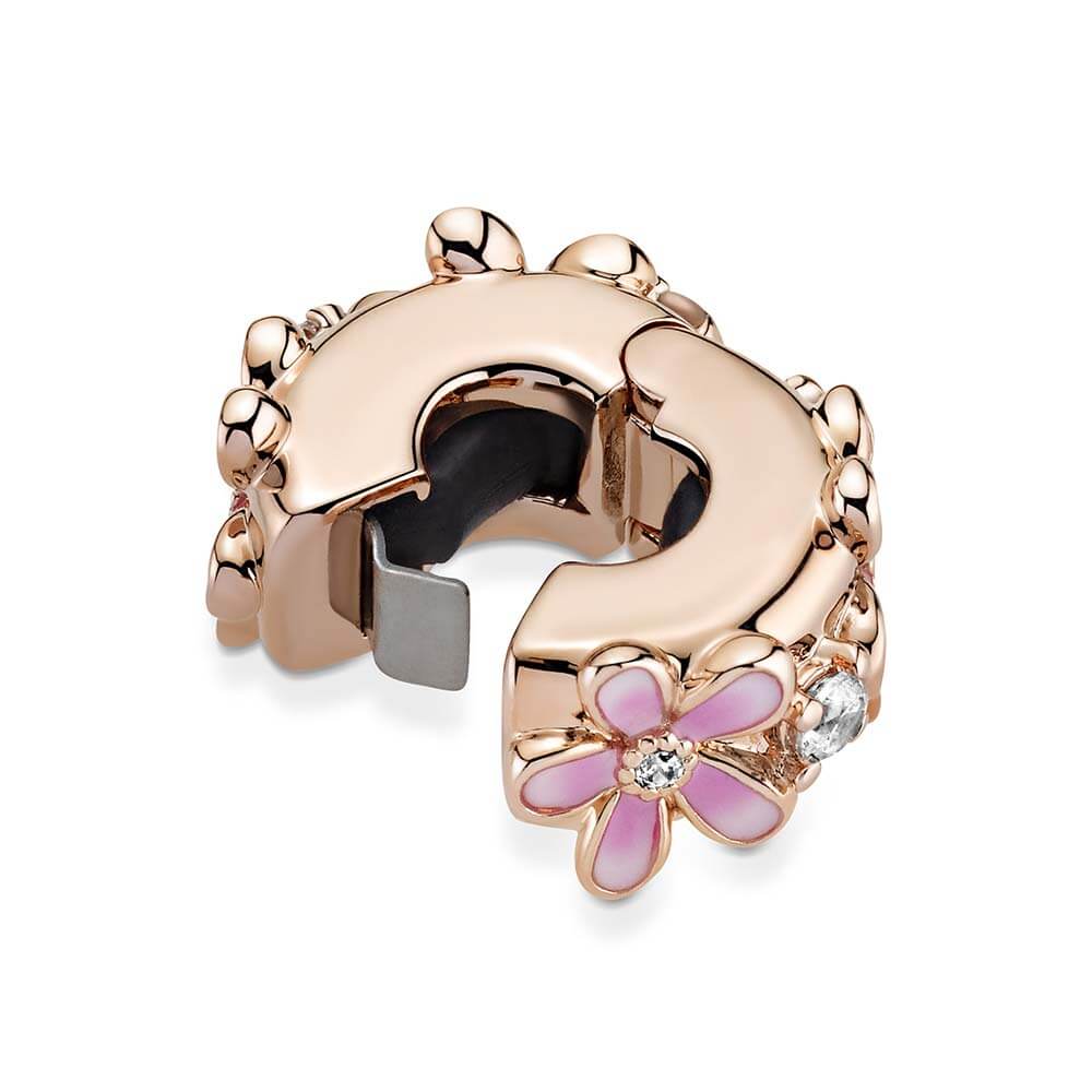 Pandora Pink Daisy Enamel & CZ Spacer Clip Charm - 788809C01 | Ben ...