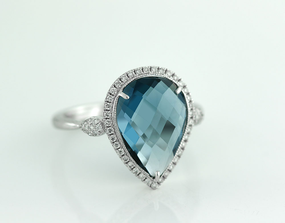 Checkered Blue Topaz & Diamond Ring 14K | Ben Bridge Jeweler