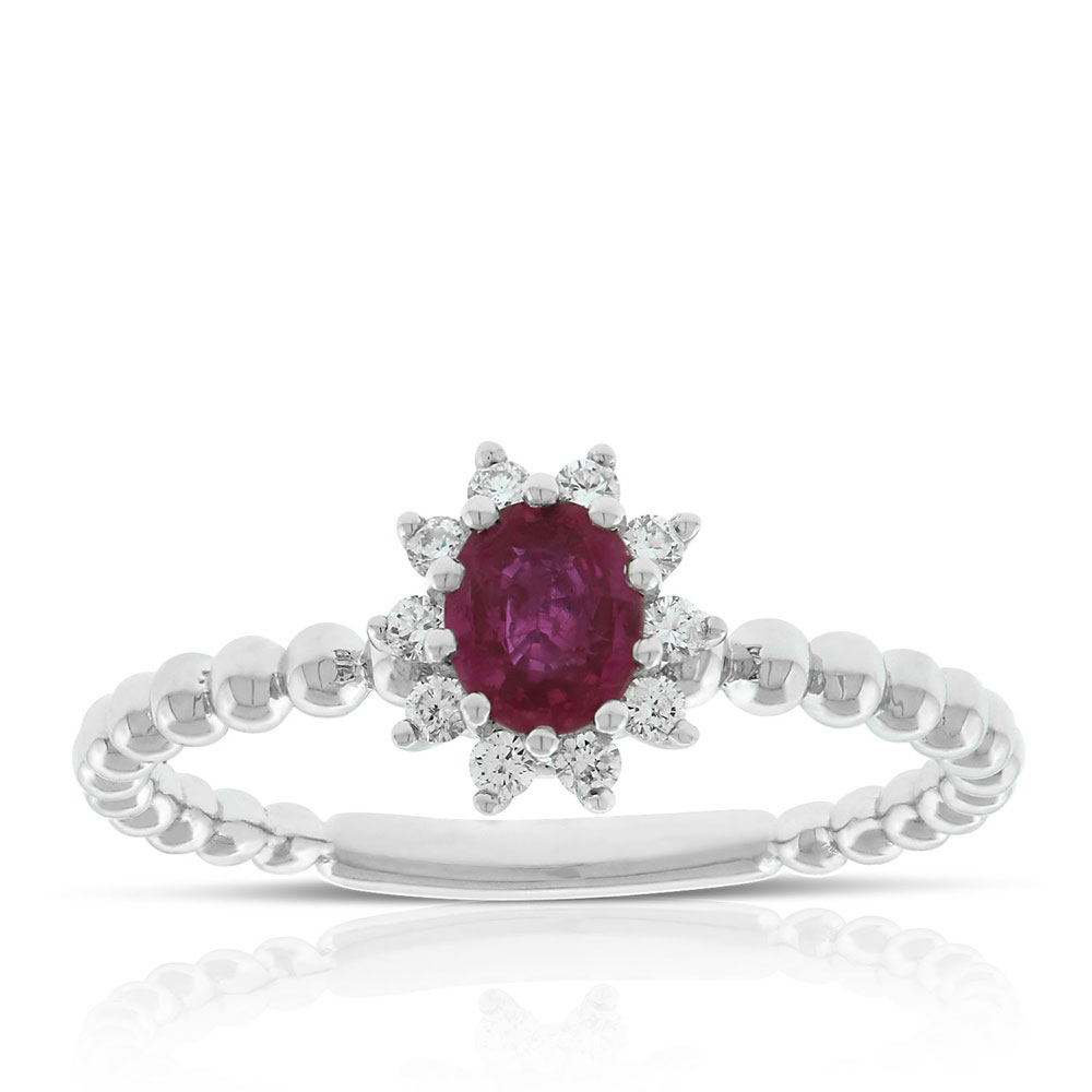 Oval Ruby & Diamond Halo Ring 14K | Ben Bridge Jeweler