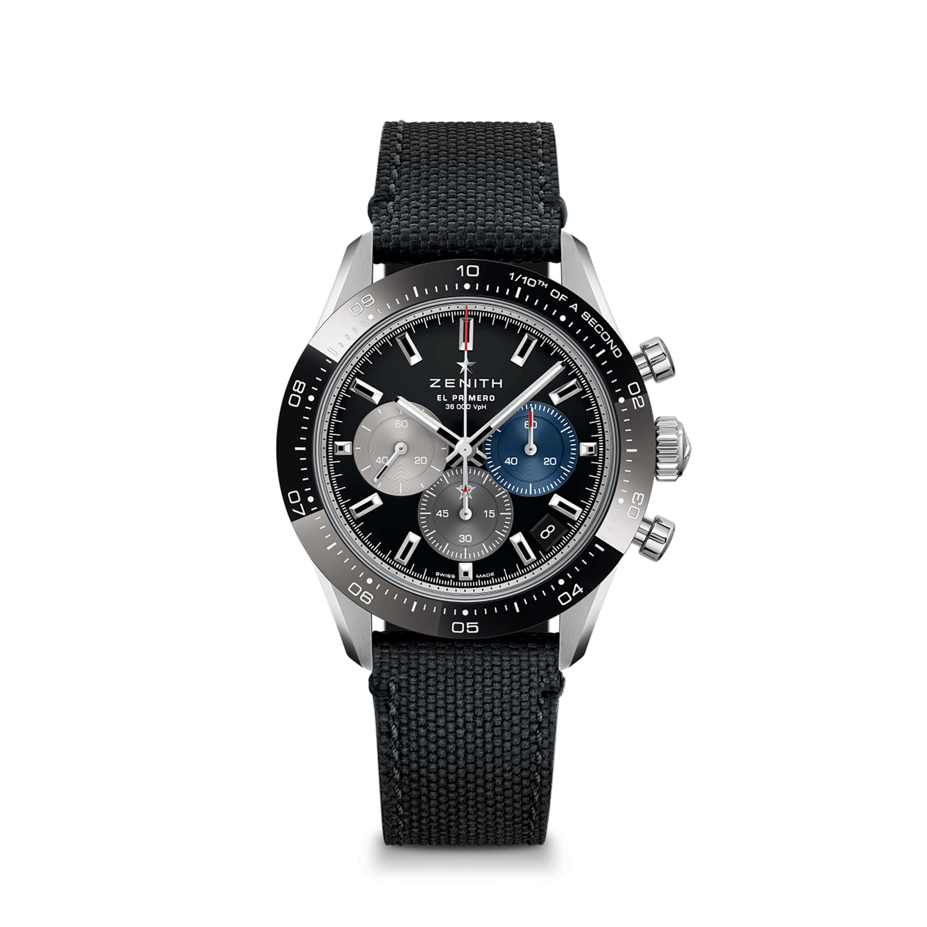 Zenith CHRONOMASTER Sport Watch Black Dial Black Rubber Strap, 41mm ...