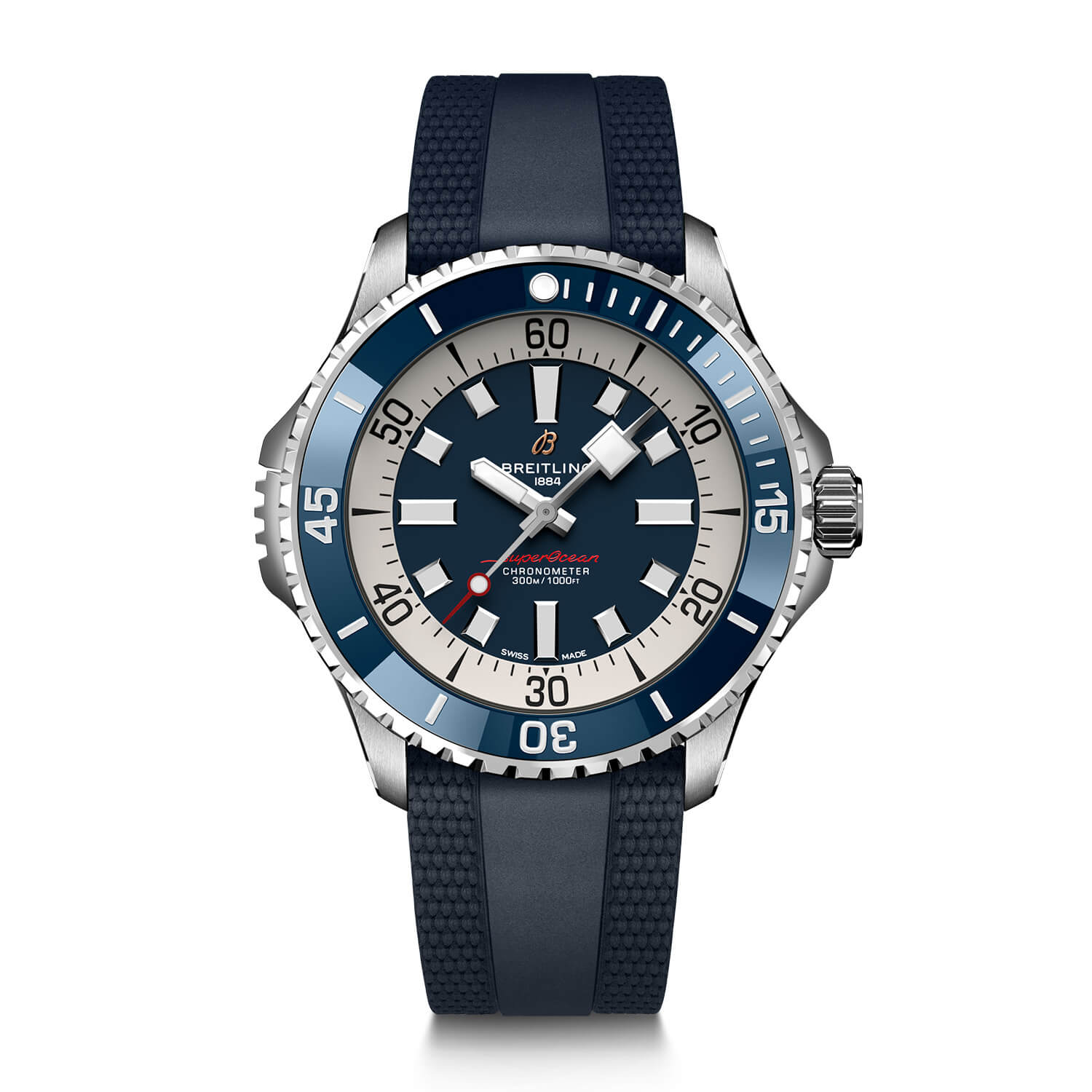 Breitling Superocean Automatic 46 Watch Steel Case Blue Dial Blue Strap ...