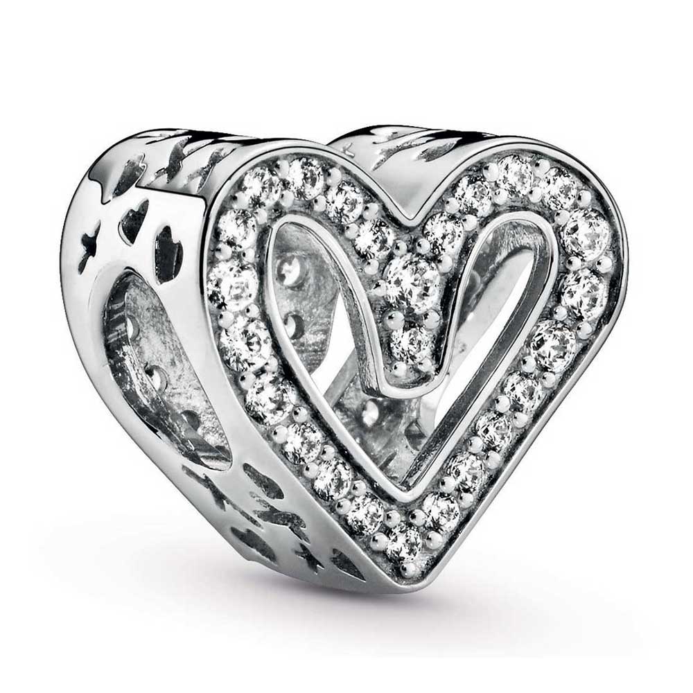 Pandora Sparkling Freehand CZ Heart Charm - 798692C01 | Ben Bridge Jeweler