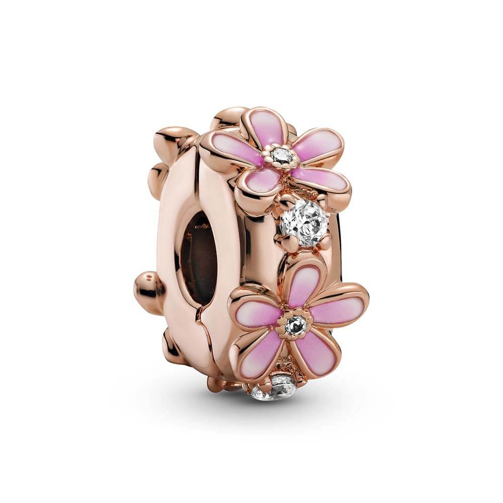 Pandora Pink Daisy Enamel & CZ Spacer Clip Charm - 788809C01 | Ben ...