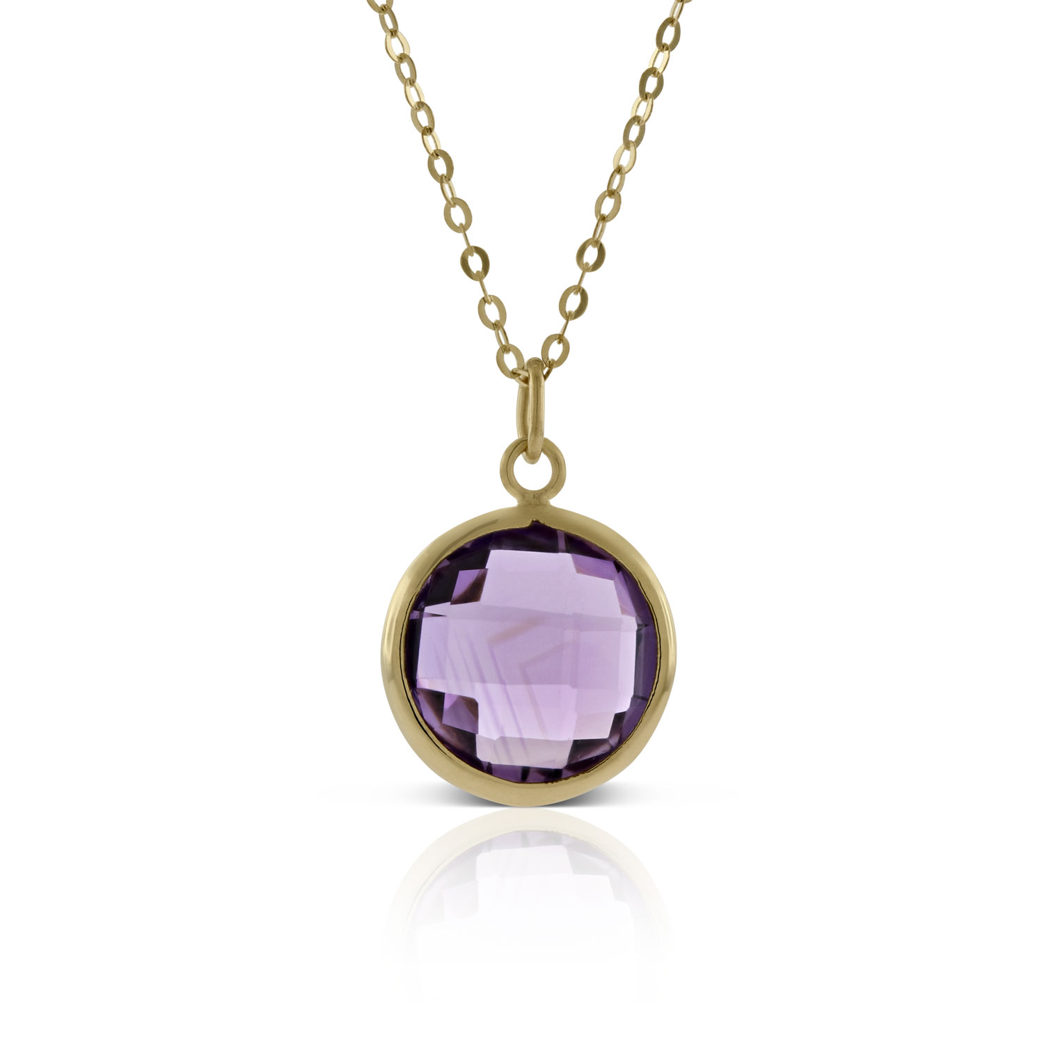 Round Bezel Set Amethyst Necklace 14K | Ben Bridge Jeweler
