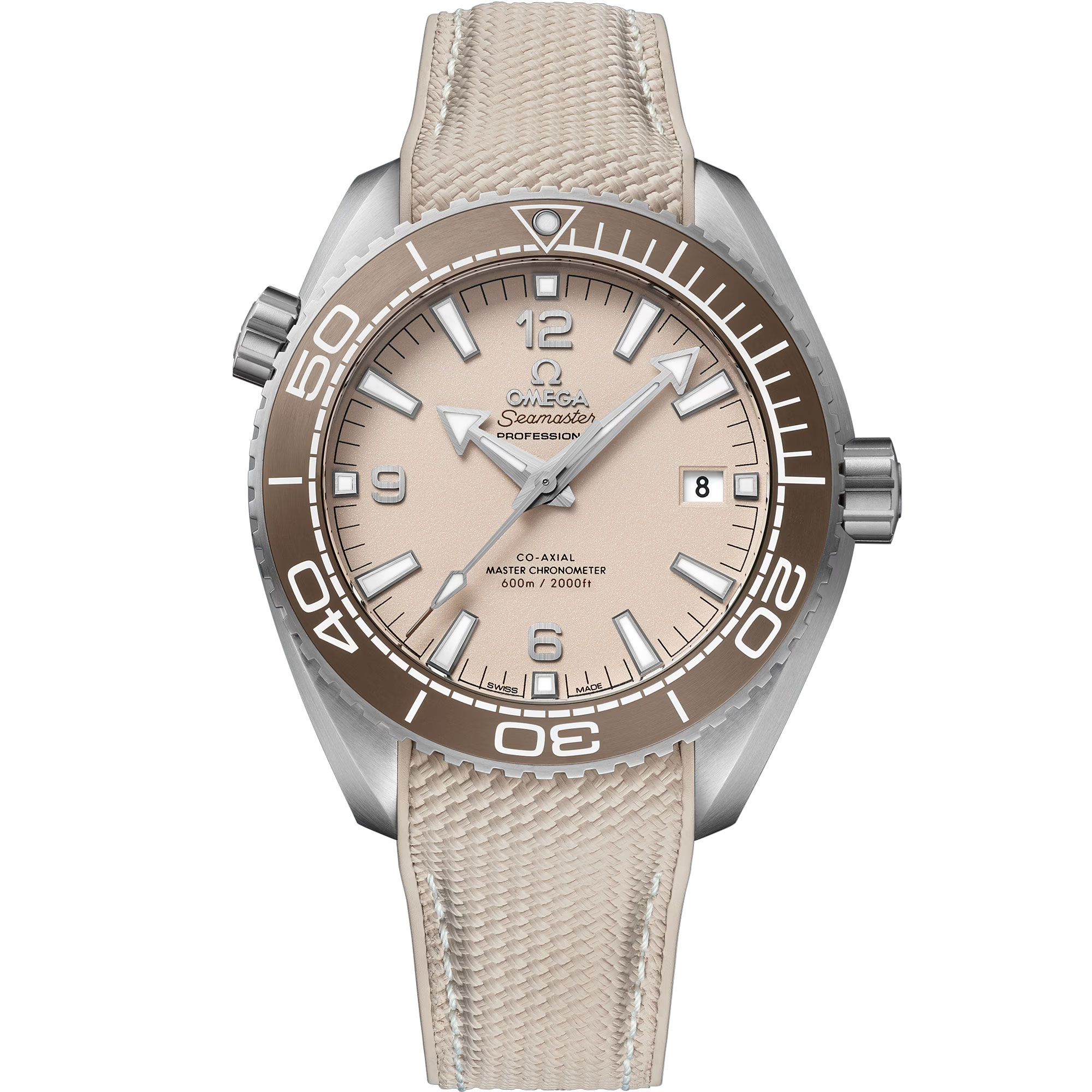 OMEGA Seamaster Planet Ocean 600M Steel on Rubber Strap Linen Dial ...