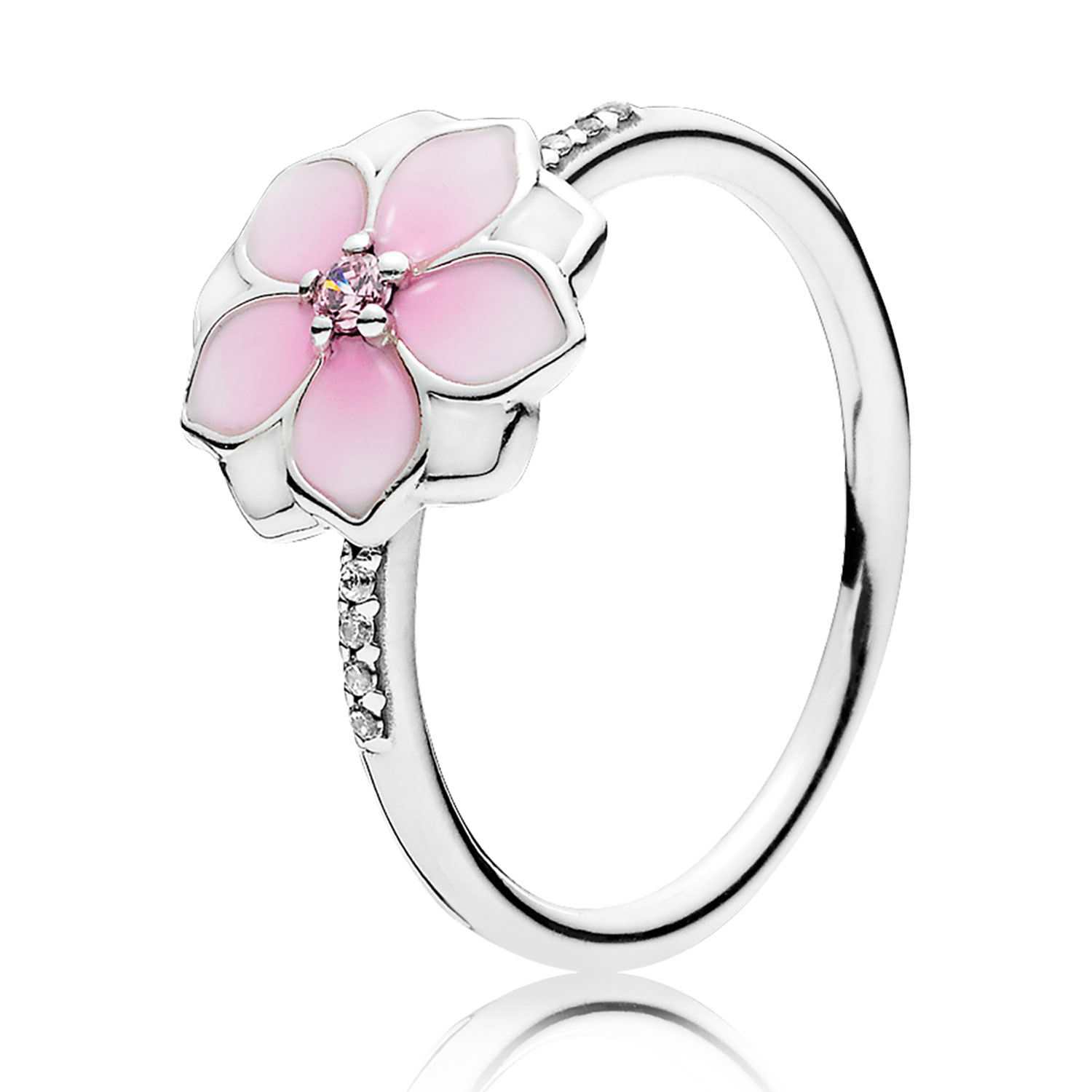 PANDORA Magnolia Bloom, Enamel & CZ Ring - 191026PCZ | Ben Bridge Jeweler
