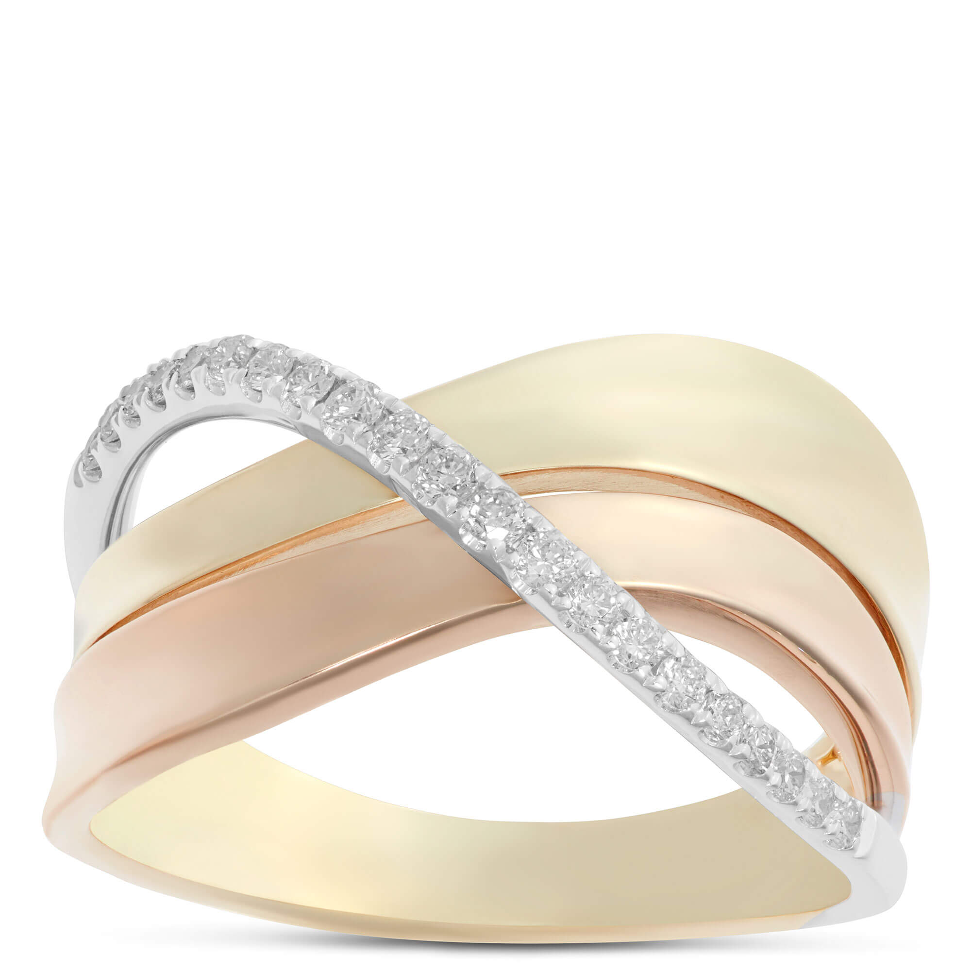 Tri-Color Crossover Diamond Ring 14K | Ben Bridge Jeweler
