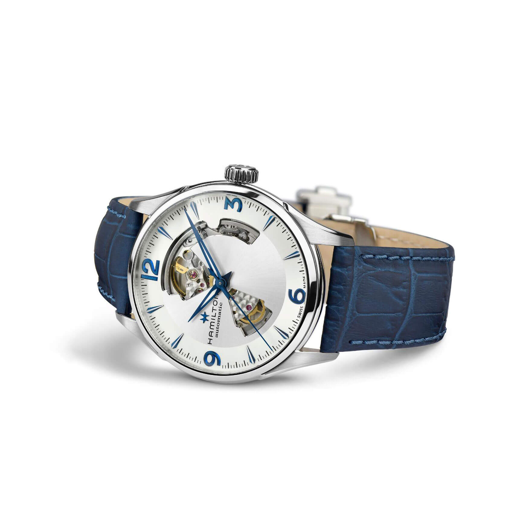 Hamilton Jazzmaster Open Heart Blue Leather Automatic Watch, 42mm ...